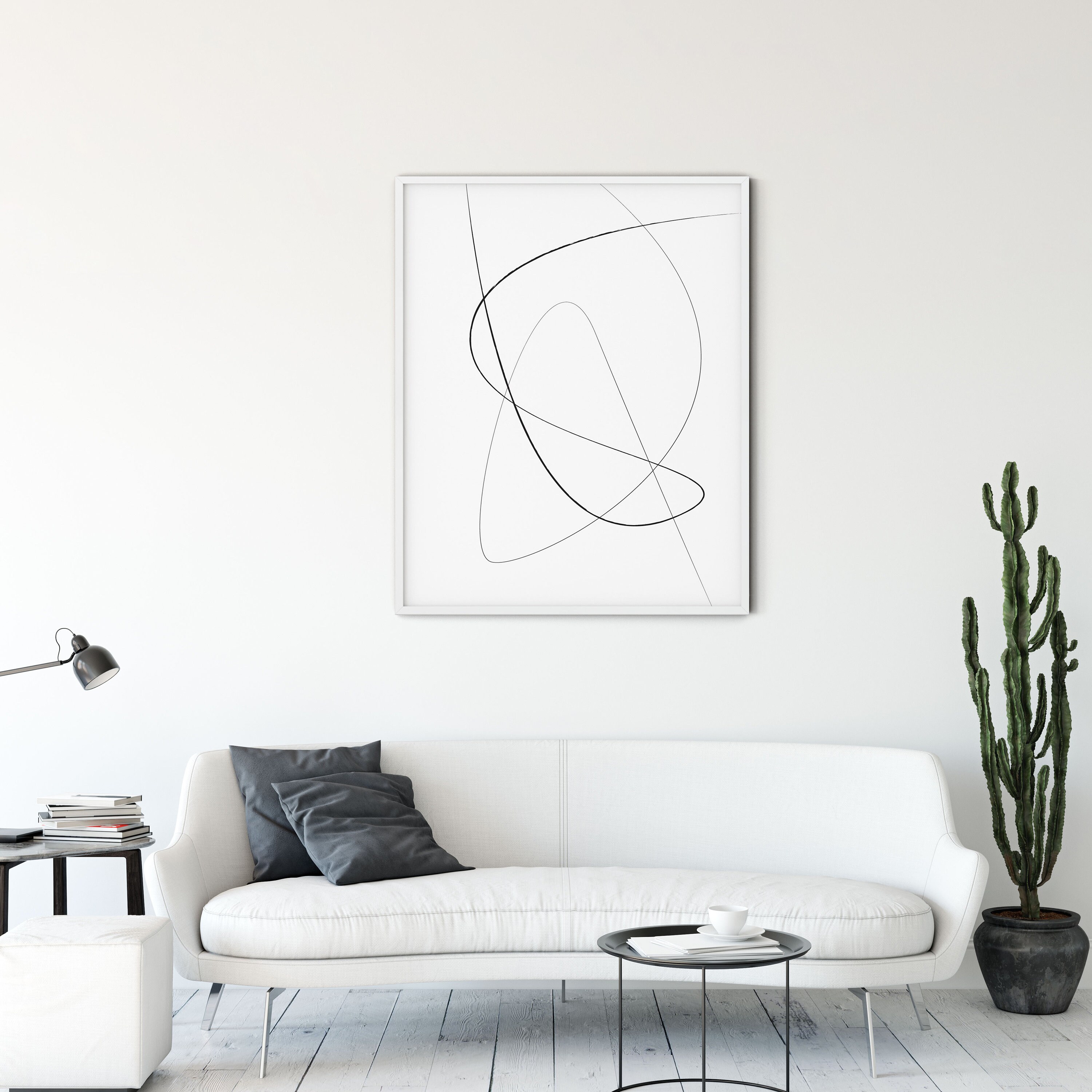 Black and White Abstract Art One Line Drawing Print Extra - Etsy