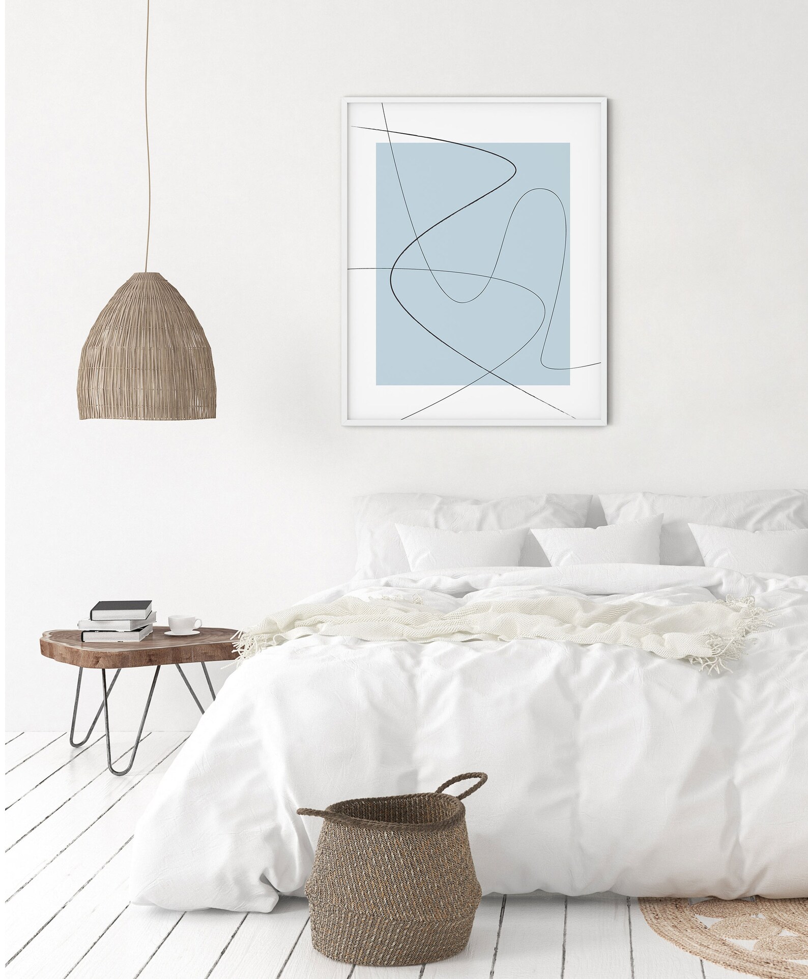 Abstract Lines Art Print Light Blue Picture Ink Line - Etsy