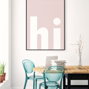 Pastel Pink Wall Art Light Pink Hi Sign Big Prints for | Etsy
