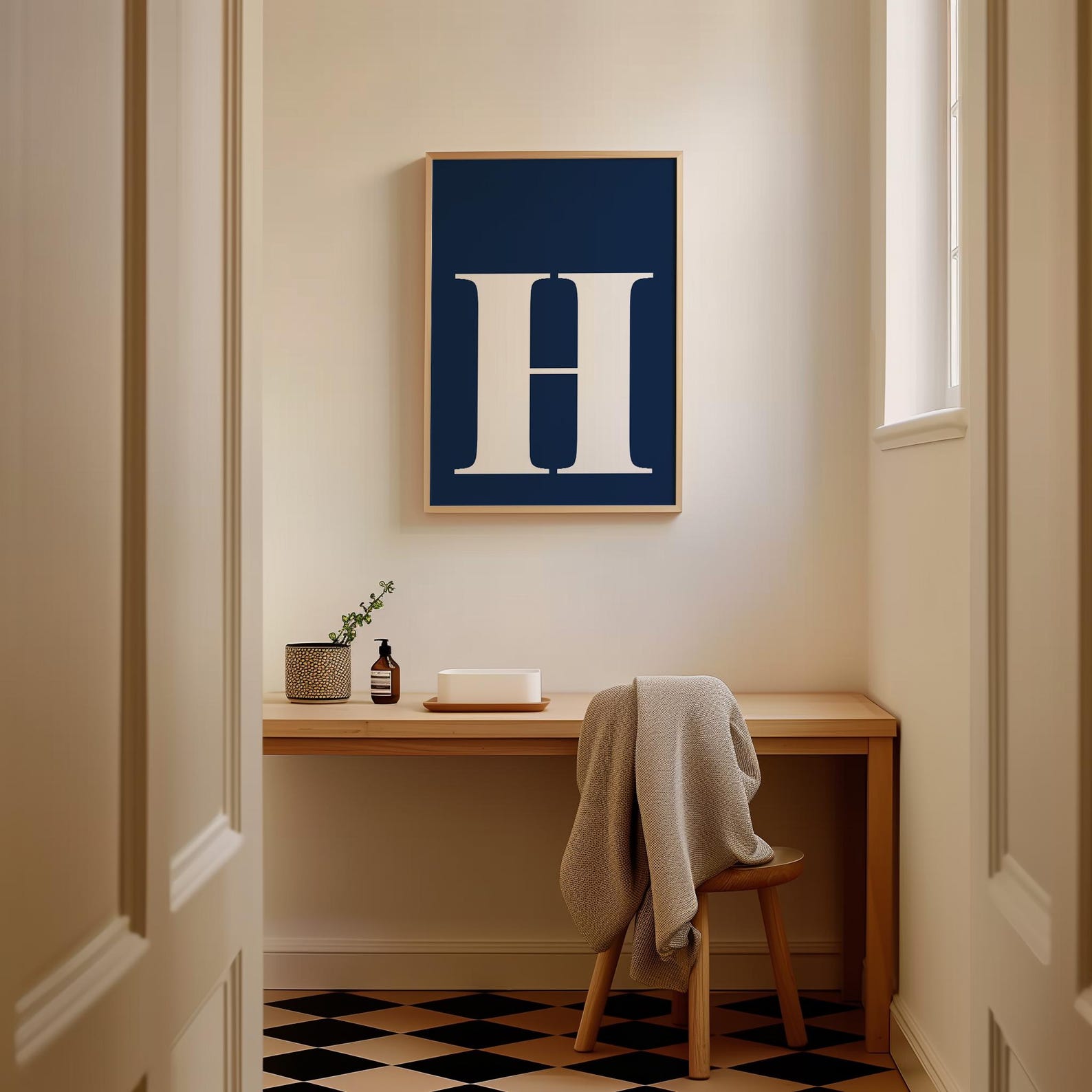 Letter H Poster, Aesthetic Wall Art, Printable Initial, College Dorm ...