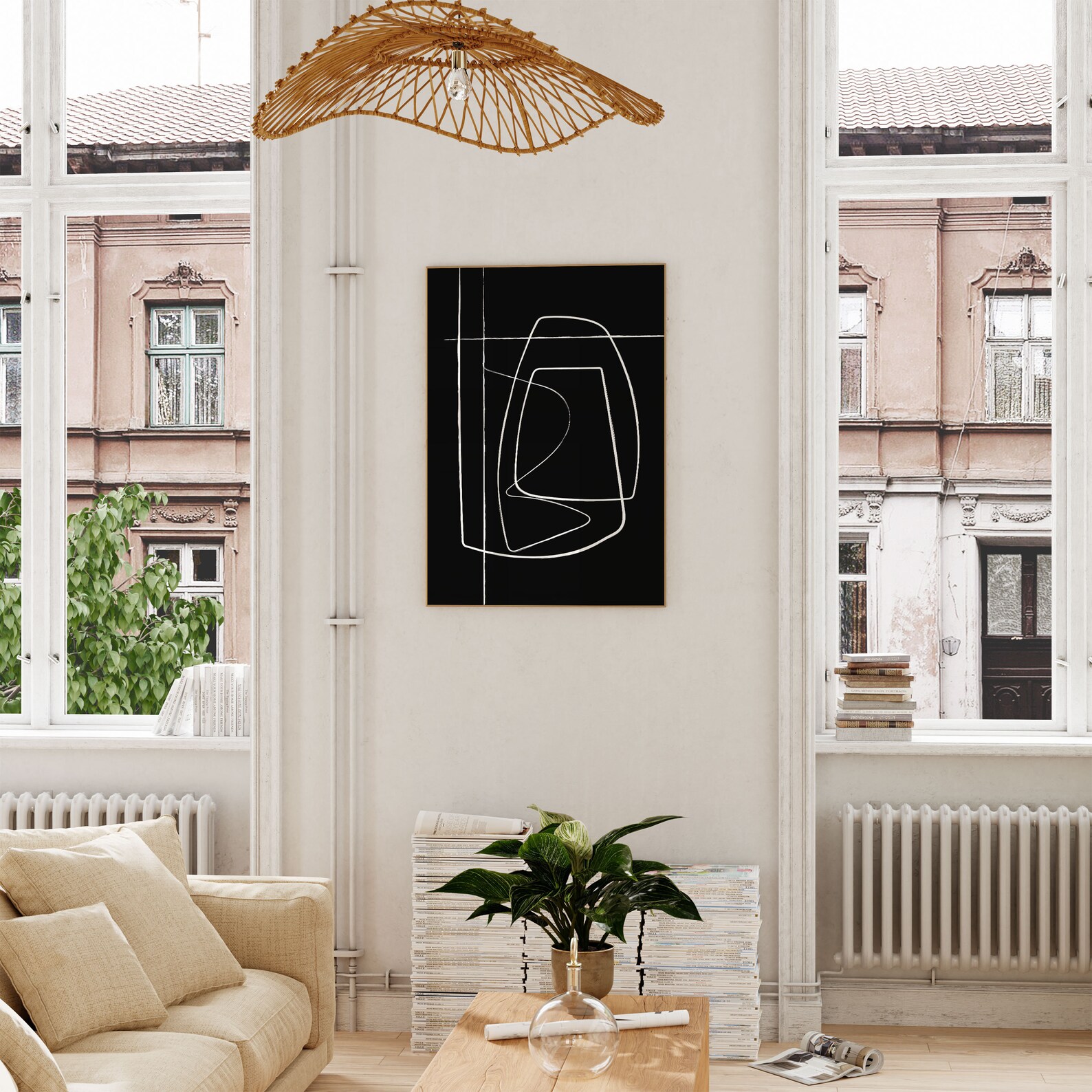 Monochrome Wall Art - Minimal Line Drawing - Black Line Art Poster ...