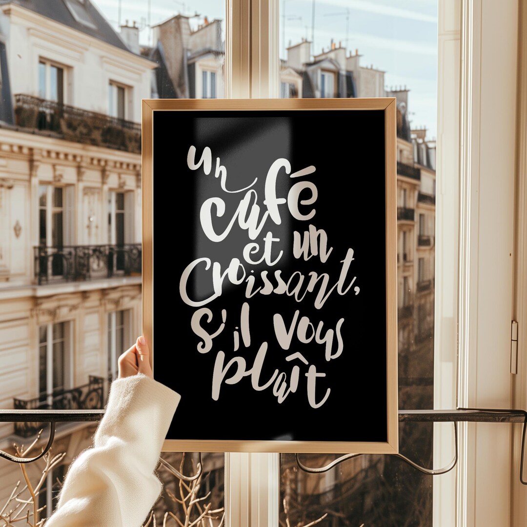 French Coffee Poster, Kitchen Poster, French Food Poster, Croissant ...