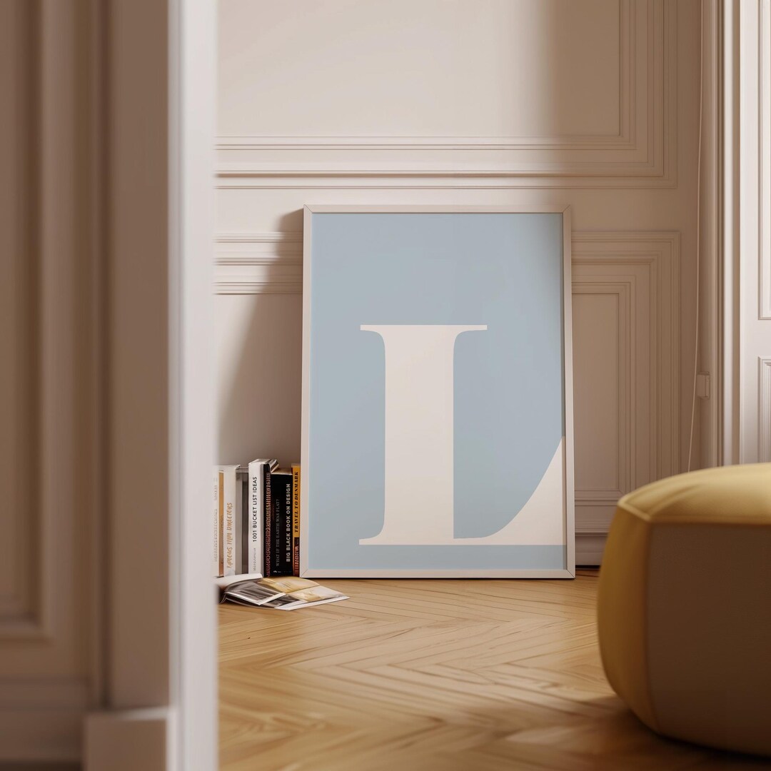 Letter L Print - Single Letters Poster - Light Blue Wall Art - L Poster ...