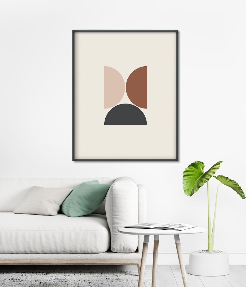 Mid Century Modern Wall Art Neutral Artwork Geometric - Etsy