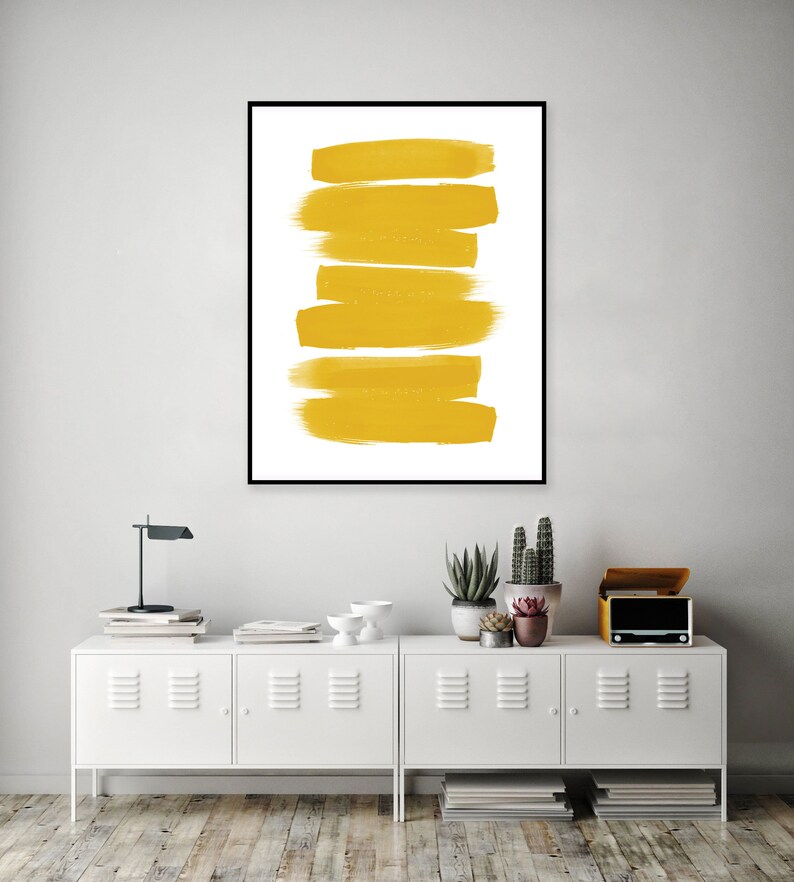 Brush Stroke Print Abstract Painting Yellow Extra Large - Etsy