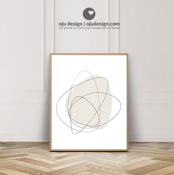 Fine Line Drawing Print Abstract Lines Art Beige Artwork | Etsy