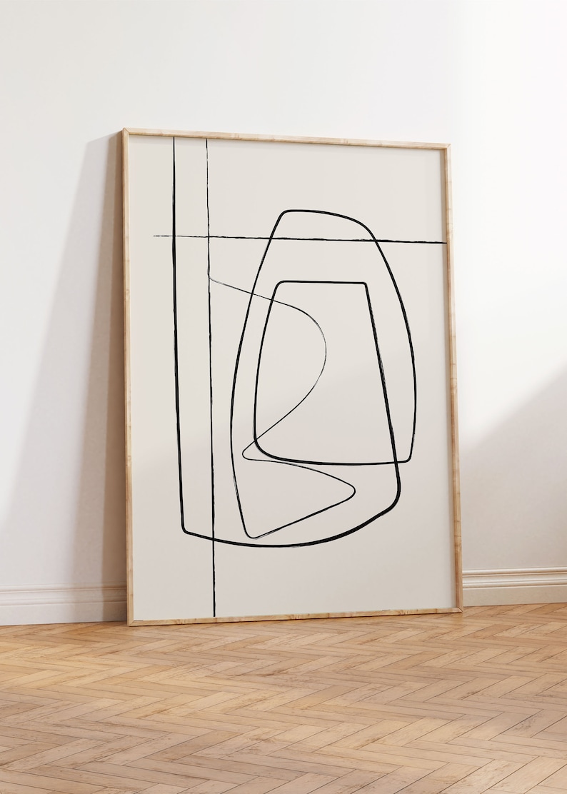 Line Extra Large Abstract Art, Modern Line Drawing Print, Modern ...