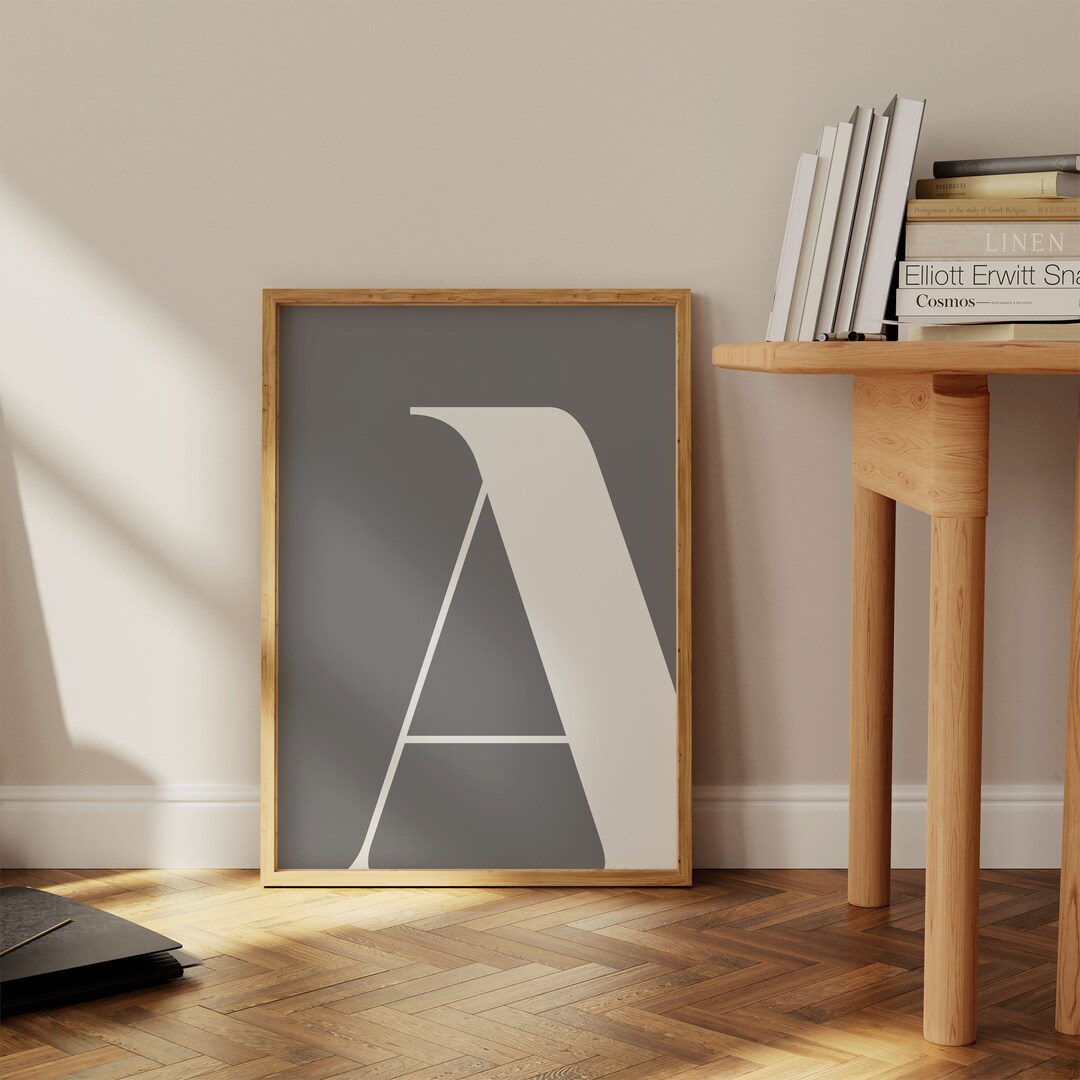 Letter Monogram Print, Typography Wall Art, Initials Poster, Monogram ...