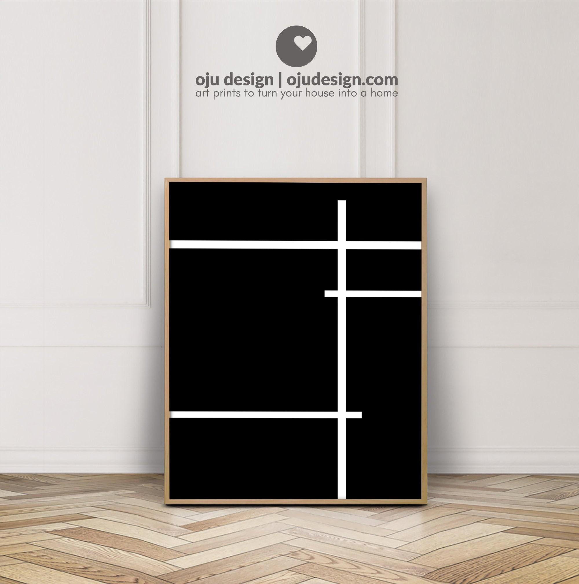 Black Line Picture Black and White Art Mono Print | Etsy