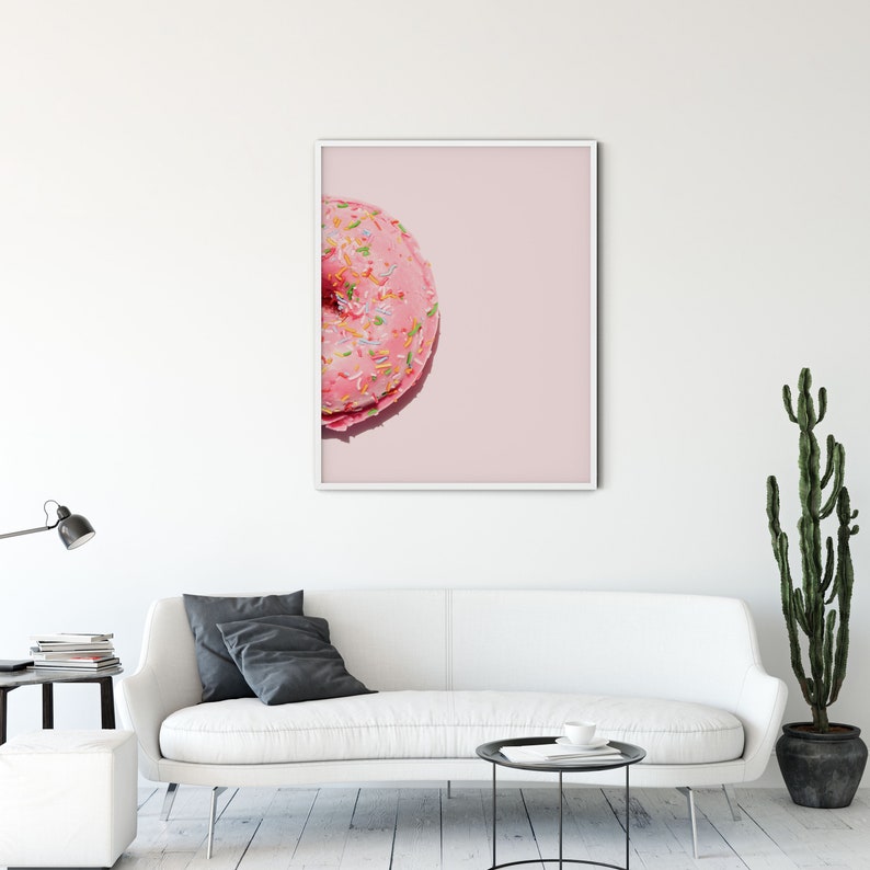 Blush Pink Donut Art Print Cake Poster Food Photos | Etsy