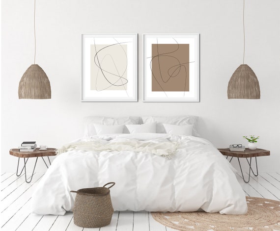 Two Piece Wall Art Abstract Sketch Minimal Drawing | Etsy