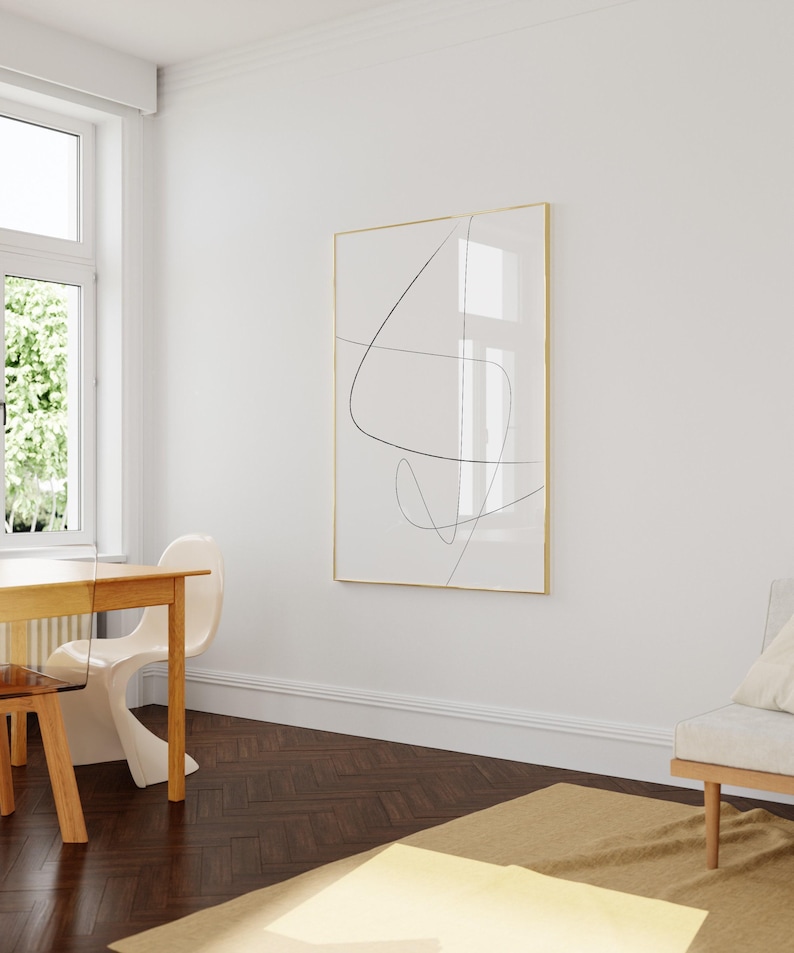 Minimalist Line Art Print – Abstract Black and White Wall Decor ...