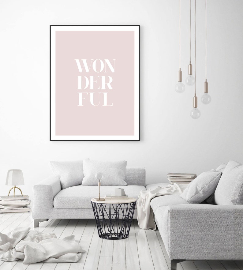 Pink Wall Poster Digital Prints Pastel Pink Wall Art Decor | Etsy