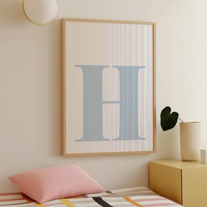 Letter H Print, Light Blue Wall Art, Letter H Poster, Big Letters for ...