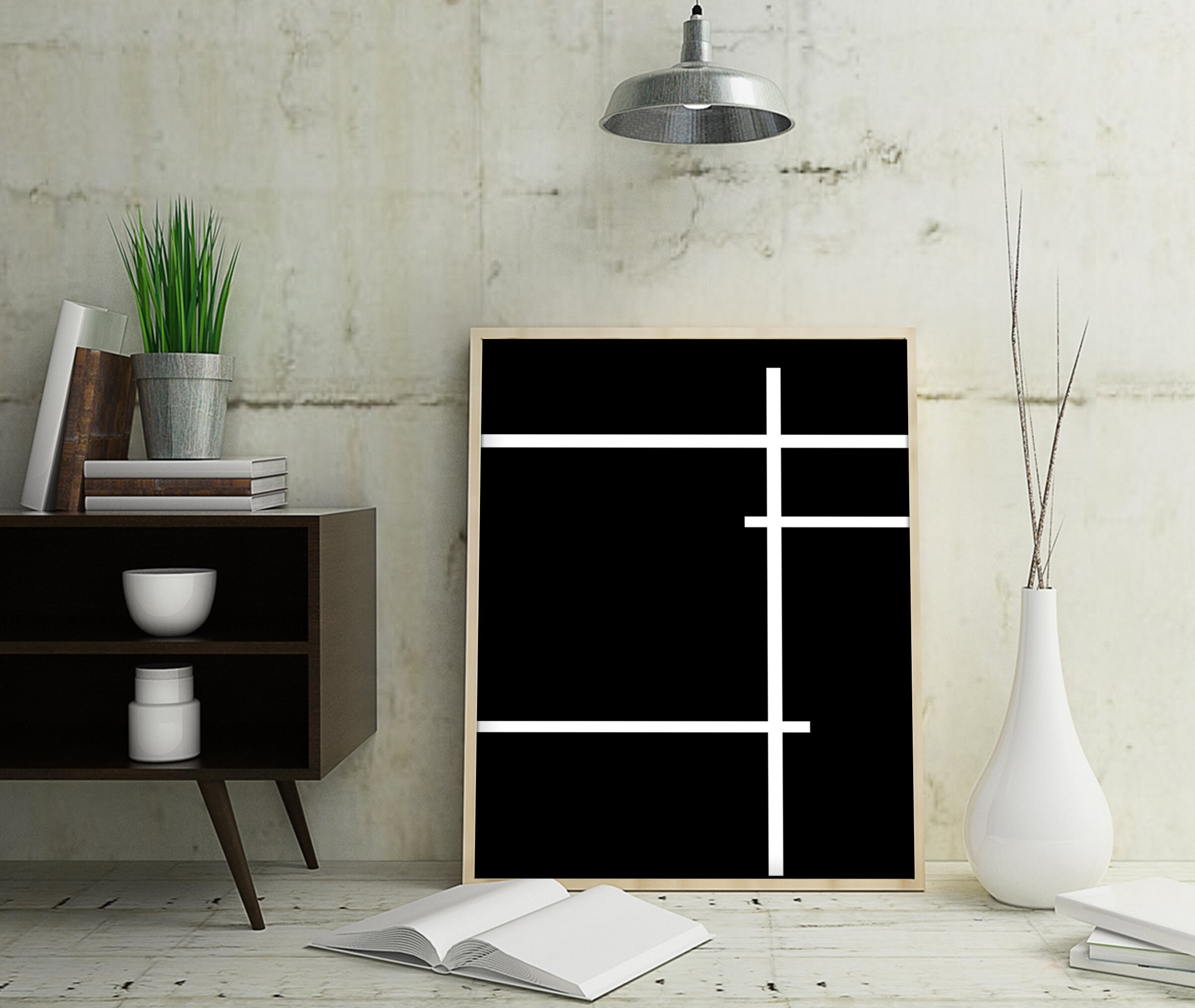 Black Line Picture Black and White Art Mono Print - Etsy