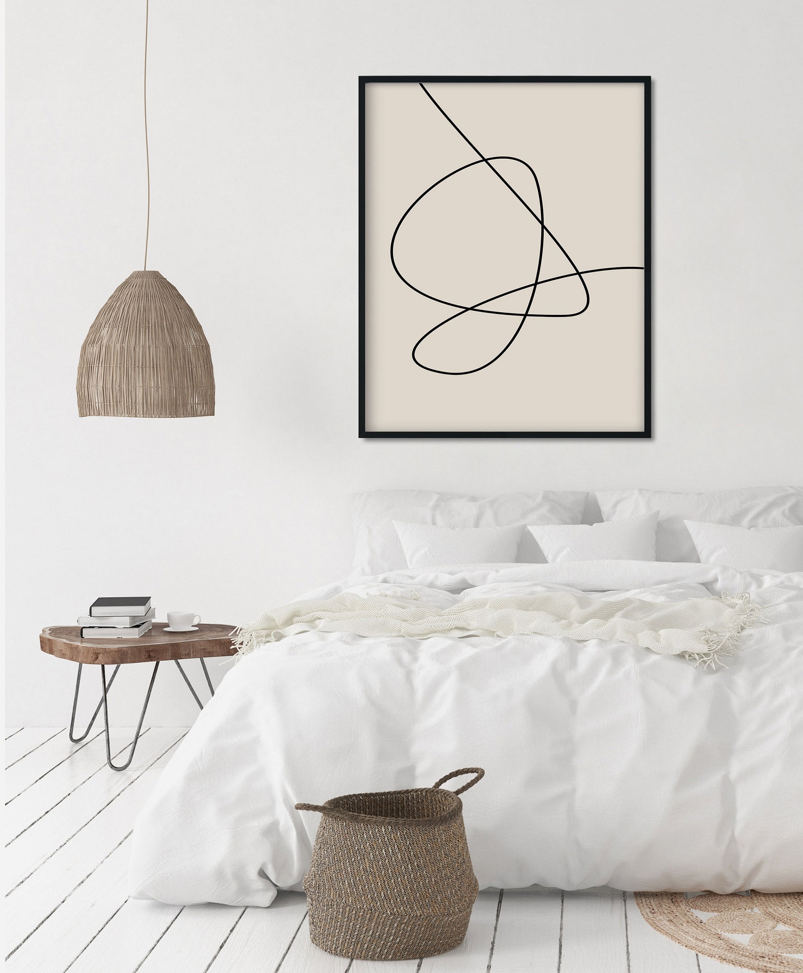 Minimalist Line Drawing One Line Art Beige Abstract Art - Etsy