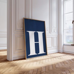 Letter H Poster, Aesthetic Wall Art, Printable Initial, College Dorm ...