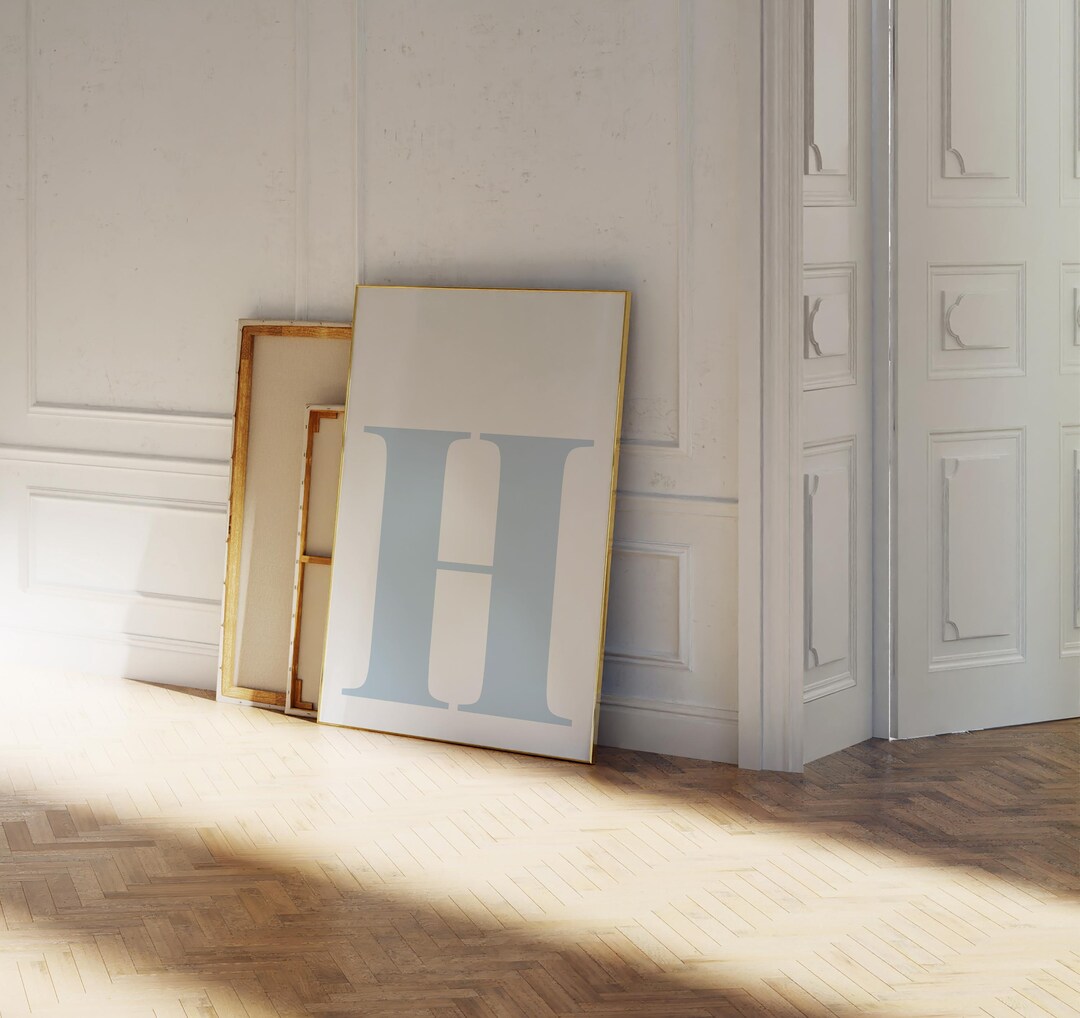 Letter H Print, Light Blue Wall Art, Letter H Poster, Big Letters for ...