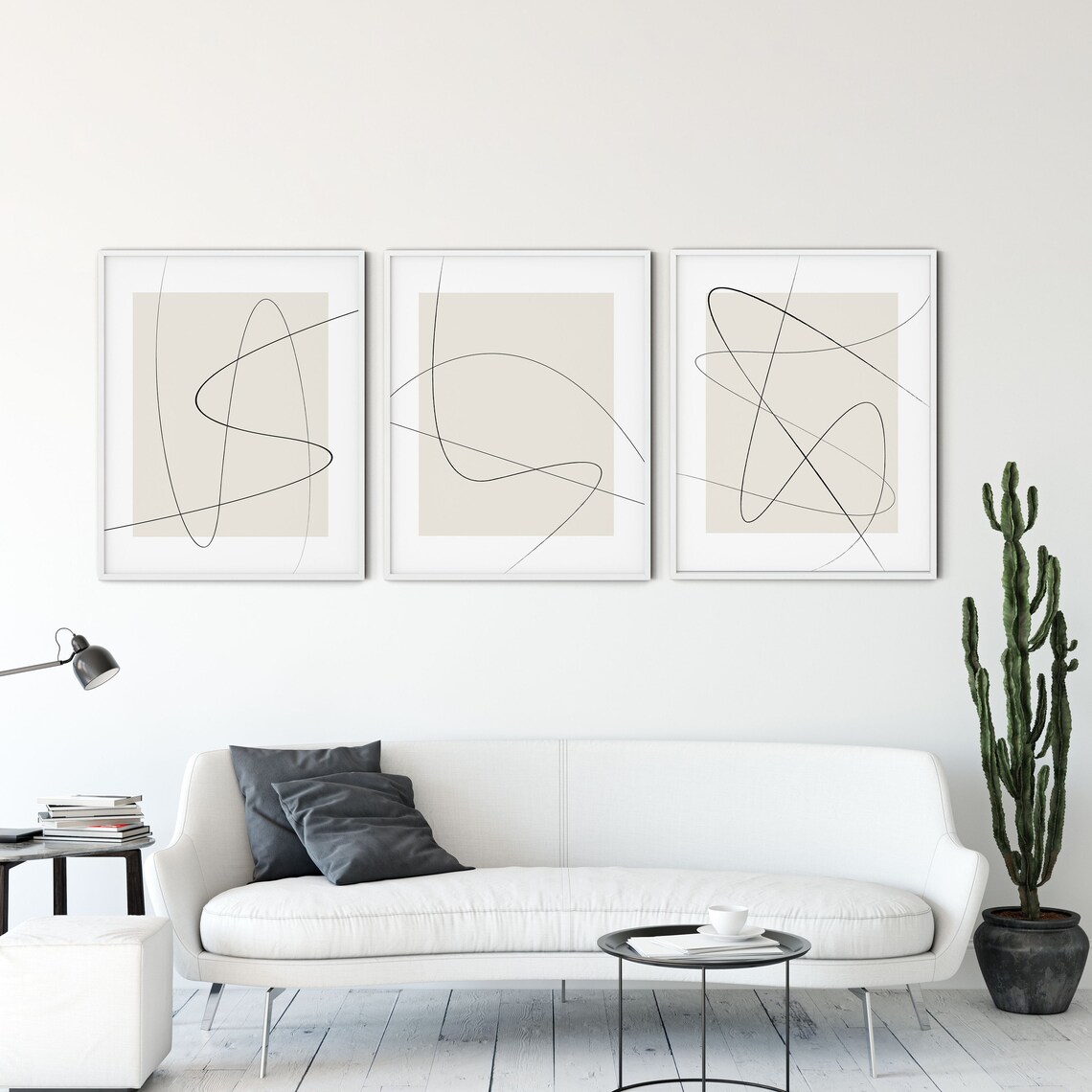 Triptych Art 3 Piece Art Work Abstract Line Artwork Set | Etsy
