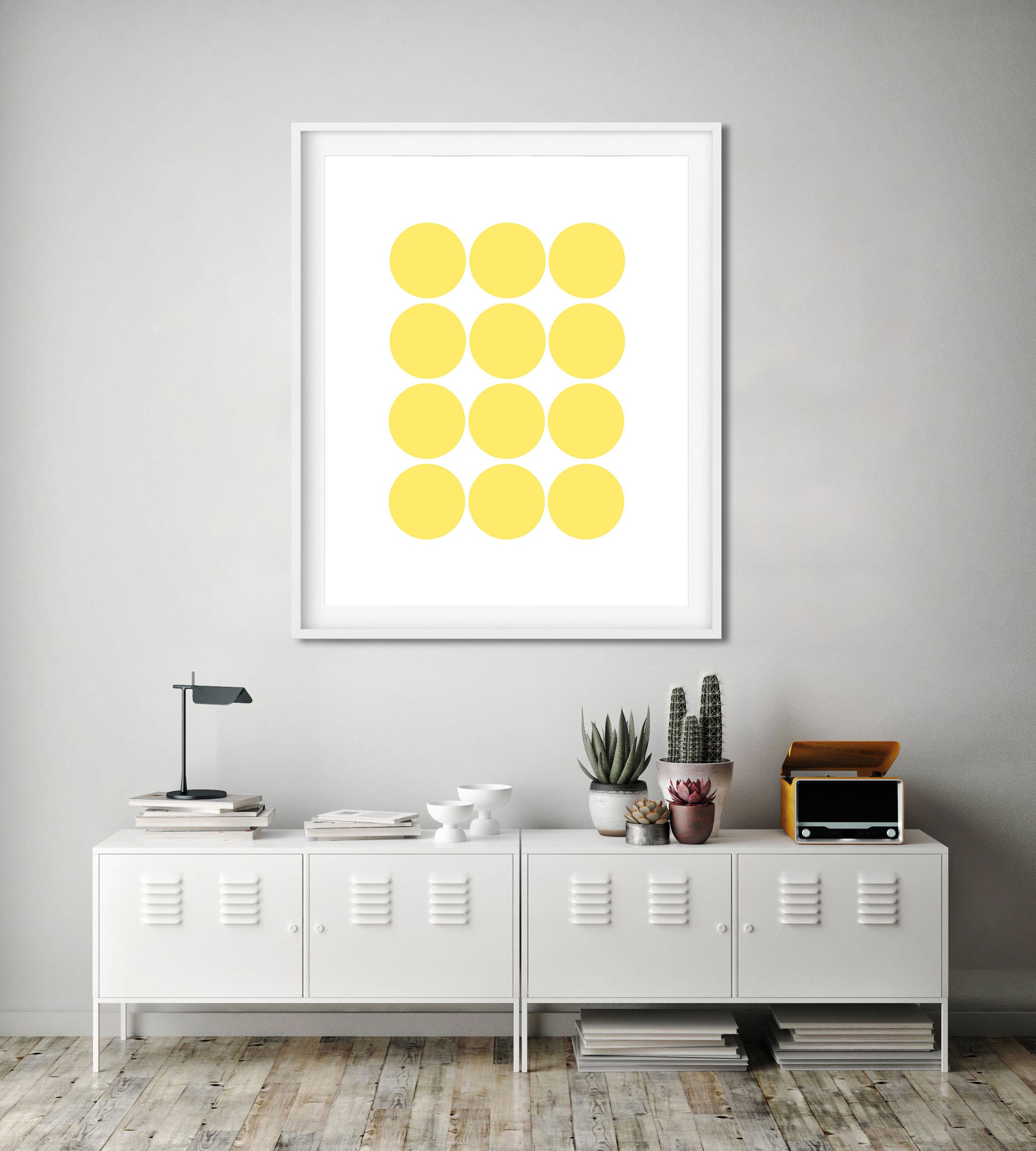 Yellow Circle Wall Art Bright Yellow Decor Geometric | Etsy