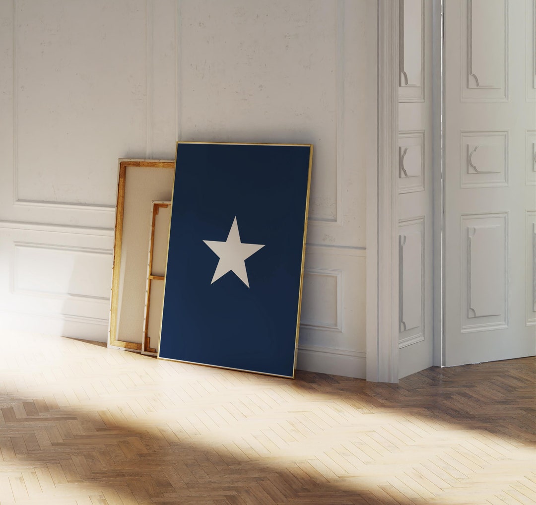 Blue Star Poster, Navy Blue Wall Art, College Dorm Decor, Blue Preppy ...
