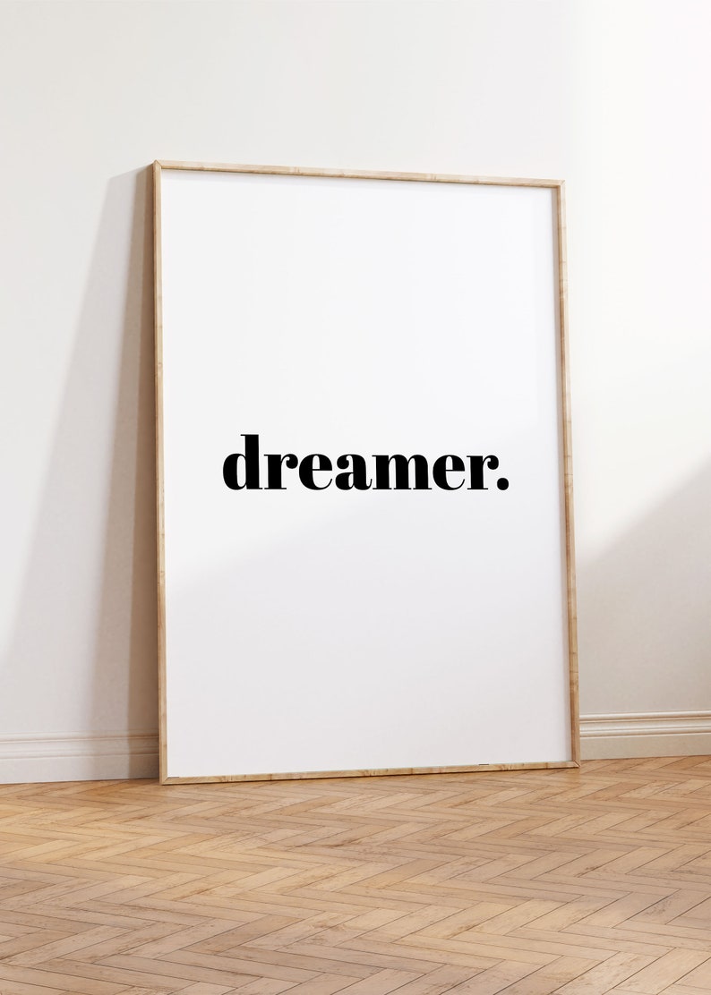 Dreamer Word Art Typography Print Bedroom Wall Decor Quote - Etsy
