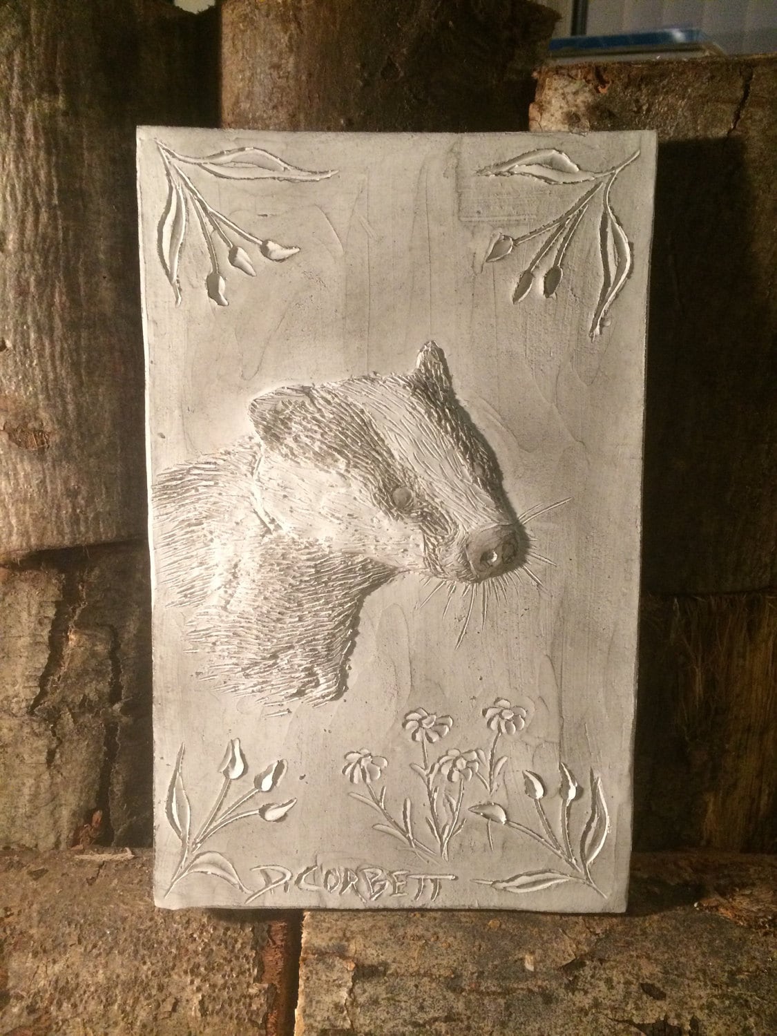 Badger Wall Sculpture Badger Plaque Composite Stone Badger - Etsy