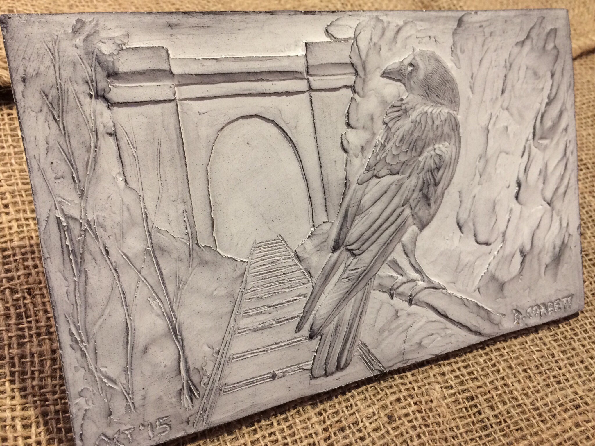 Crow Sculpture Composite Stone Crow Garden Plaque Bird Art - Etsy UK