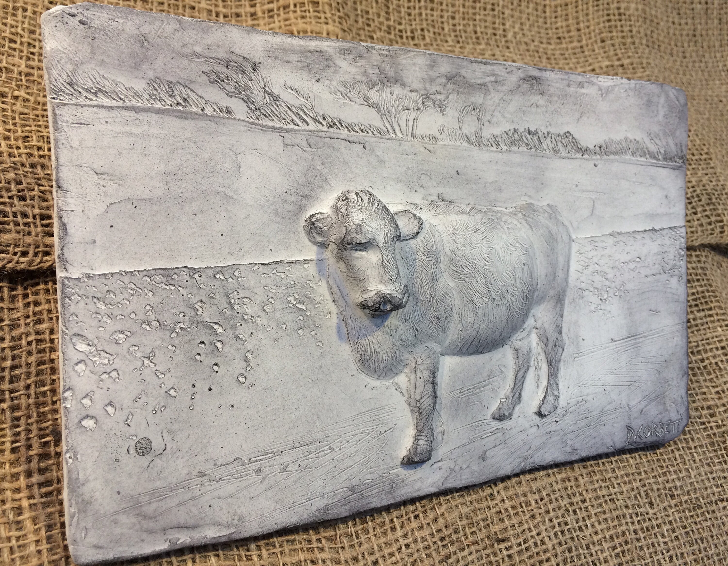 Cow Wall Sculpture Composite Stone Cow Plaque Garden - Etsy UK