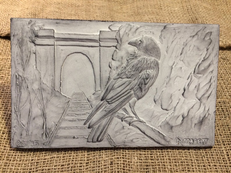 Crow Sculpture Composite Stone Crow Garden Plaque Bird Art - Etsy UK