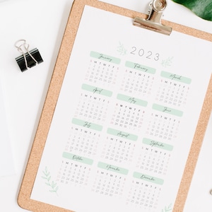 2023 Calendar Printable | Modern Aesthetic Simple Sage Calendar - Etsy