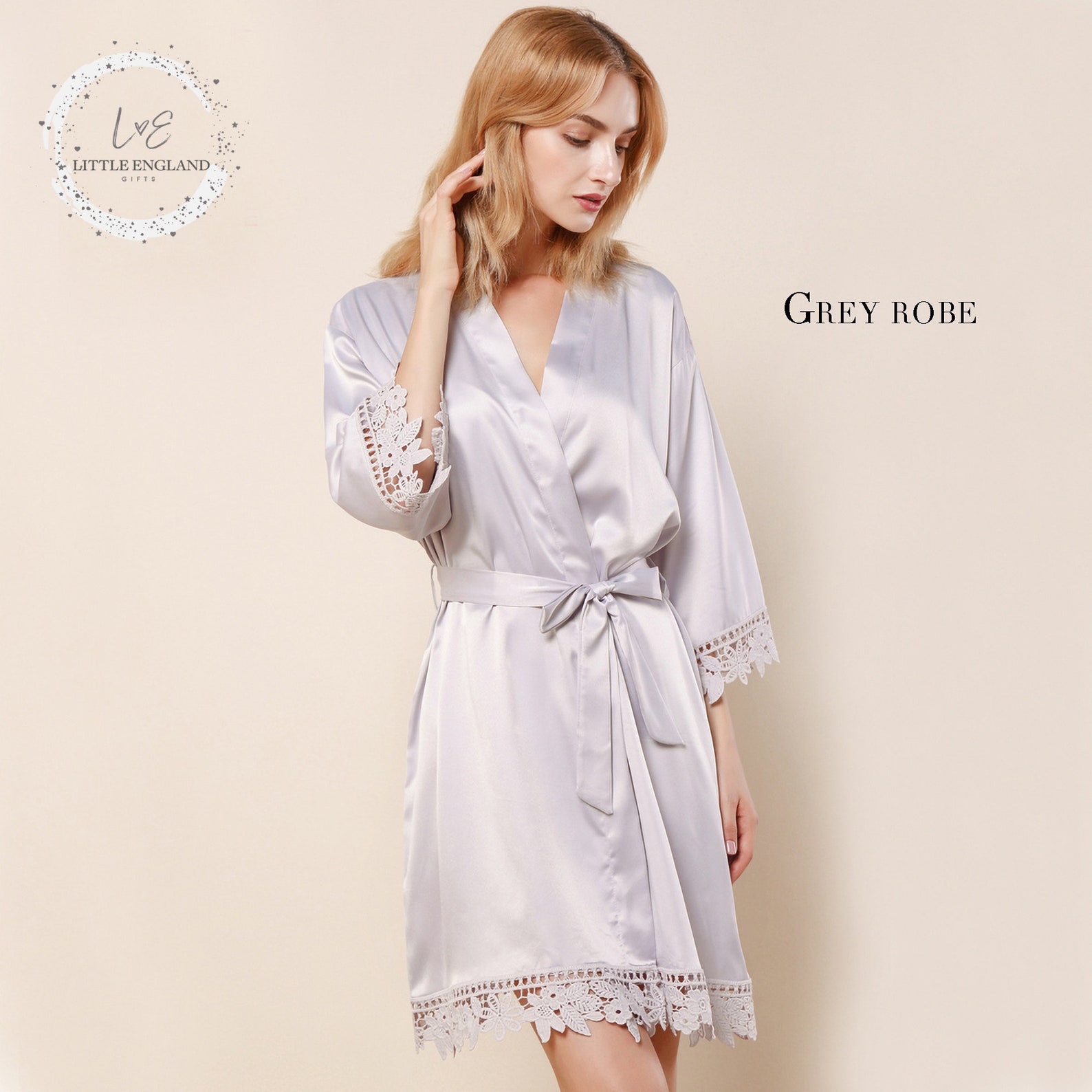 Bridesmaid Robes, Pink Lace Robe, Satin Wedding Robe, Blush Pink Bridal ...