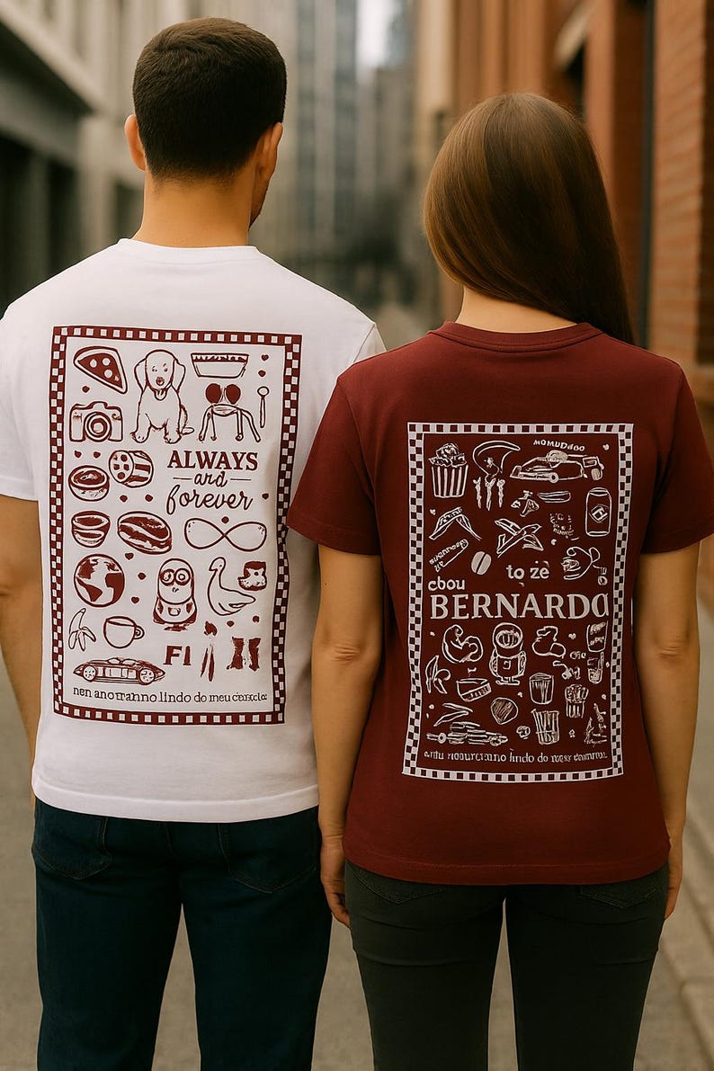 Custom Doodle Icon Shirt, Personalized Couple Gift, Valentine's Day Tee ...