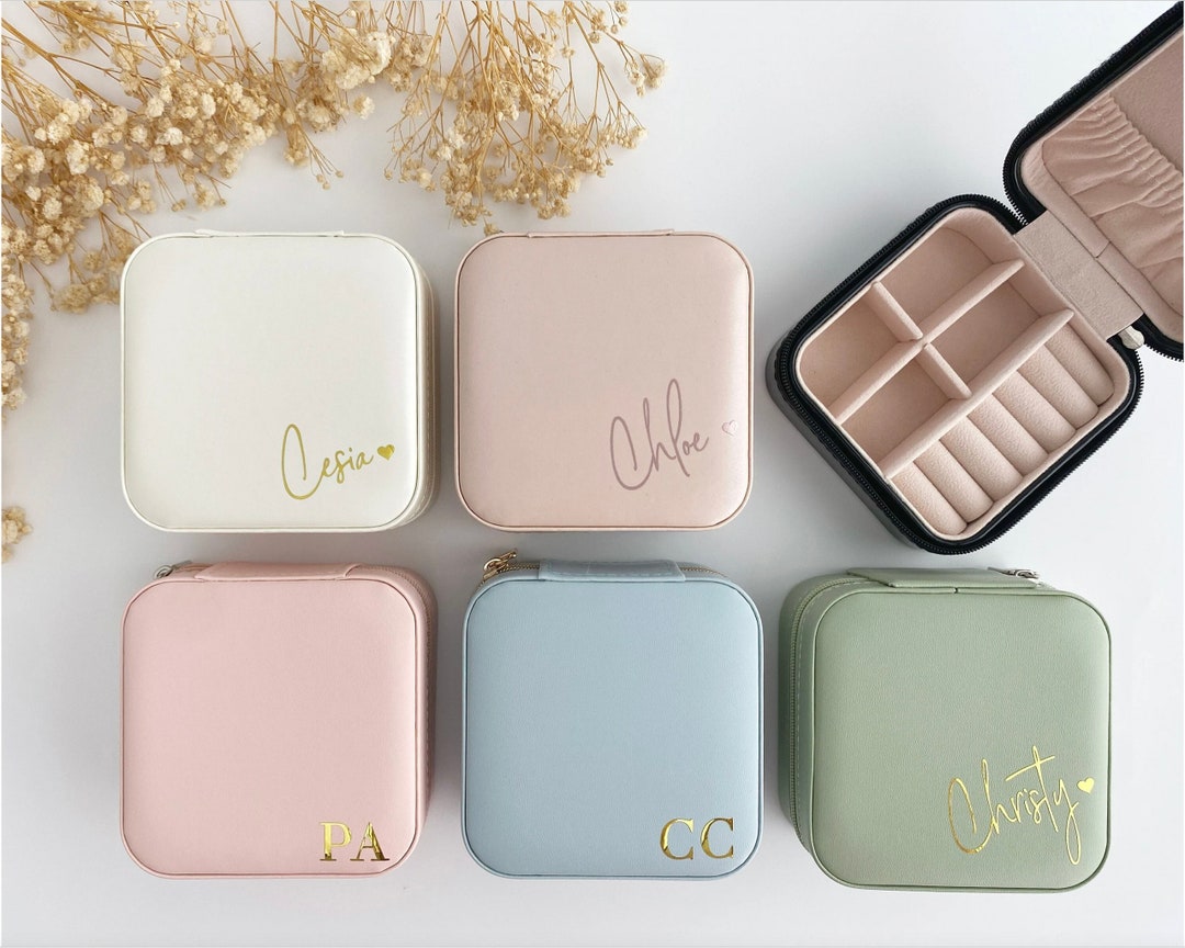Personalized Travel Jewelry Box: Faux Leather Mini Jewelry Case - Etsy