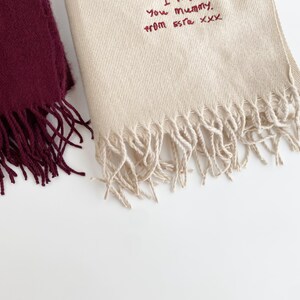 Embroidered Handwriting Scarf Embroidery Custom Scarf Woolly Scarf ...