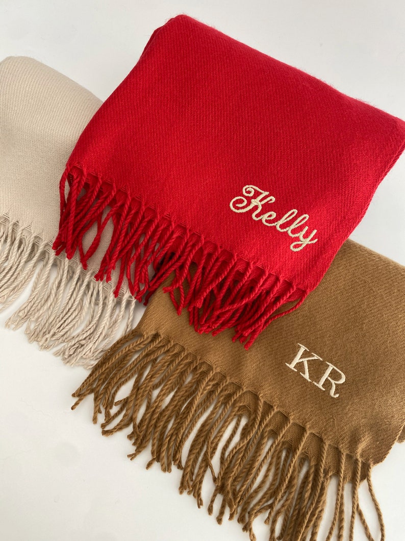 Embroidered Monogram Scarf, Personalized Acrylic Winter Scarf - Etsy