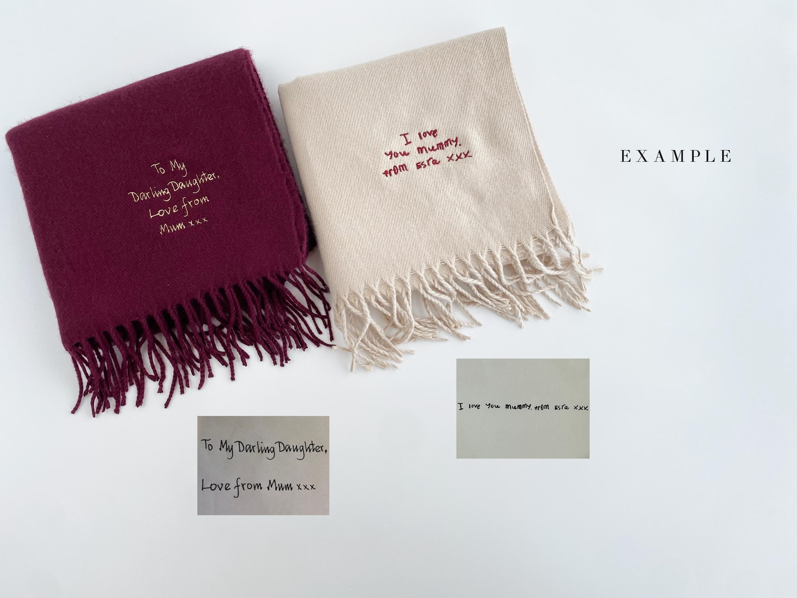 Embroidered Handwriting Scarf: Custom Wool Scarf, Sentimental Gift - Etsy