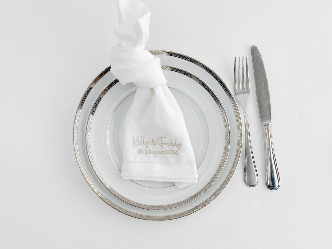 Custom Linen Napkin With Embroidered Monogram | Ideal for Weddings ...