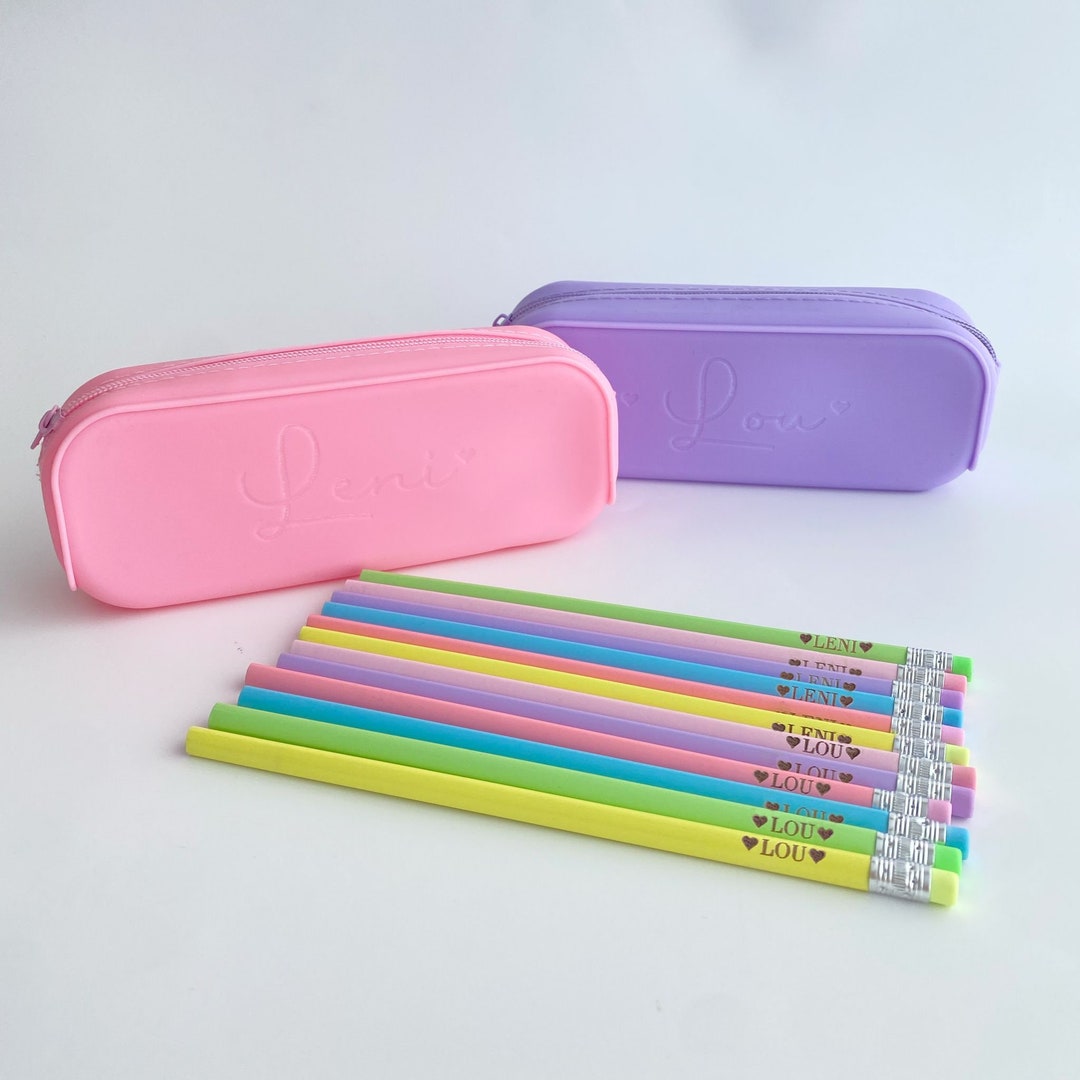 Personalized Pencil Set & Silicone Case: Laser Engraved Pencils - Etsy