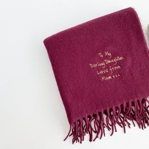 Embroidered Handwriting Scarf Embroidery Custom Scarf Woolly Scarf ...