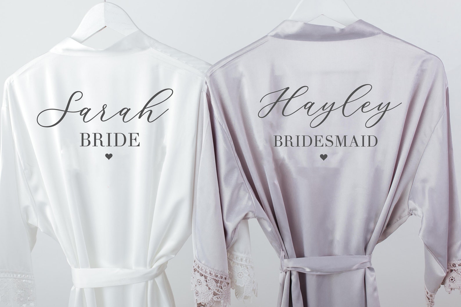 Bridesmaid Robes, Pink Lace Robe, Satin Wedding Robe, Blush Pink Bridal ...