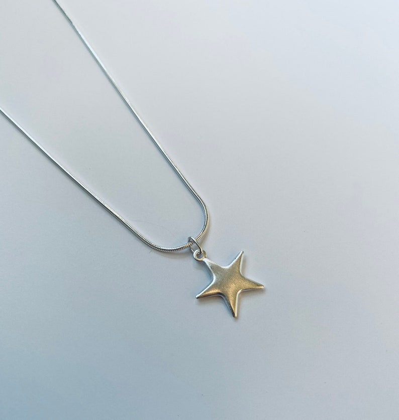 Sterling Silver Frosted Star Necklace - Etsy