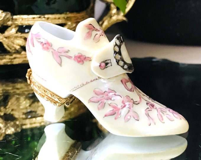 Vintage Heeled Shoe Trinket Pill Box Porcelaine De Limoges, Hand ...