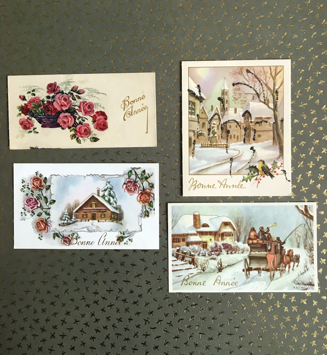 Old Postcards Written, Happy New Year, 1945s-1962s France - Etsy