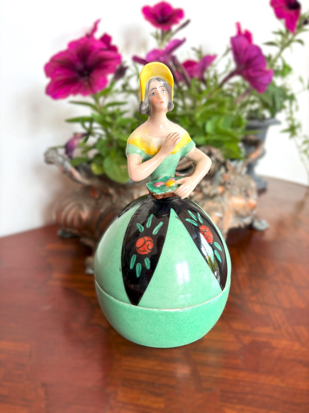 Art Deco Rice Powder Box, Porcelain Jewelry Box "the Woman With the ...