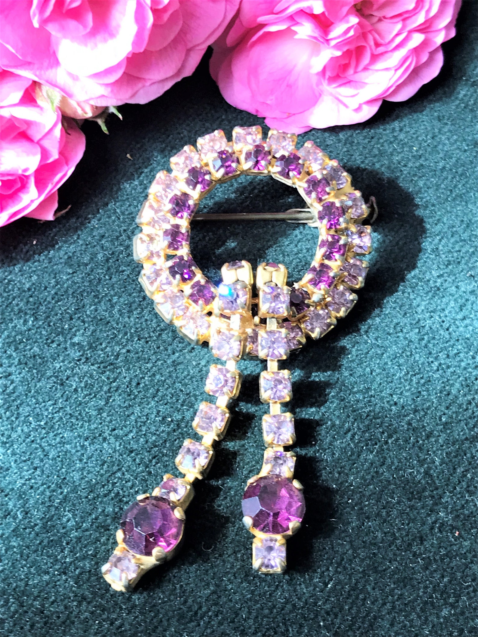 Art Deco Sphere Strass Brooch 2 Pendants Decorated With Mauve - Etsy