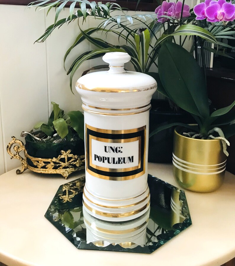 Napoleon III Antique Large Pharmacy Jar UNG: POPULEUM in Limoges ...