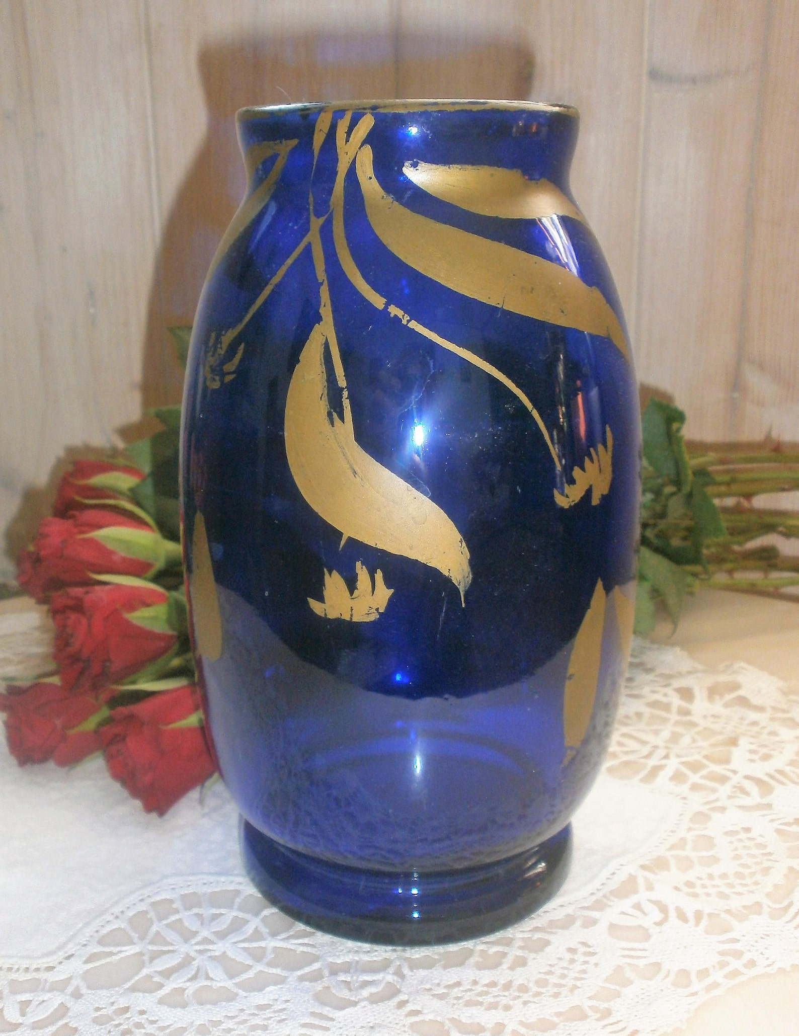 Français Cobalt Blue Vase With Bubble Flabbergasted Glass - Etsy