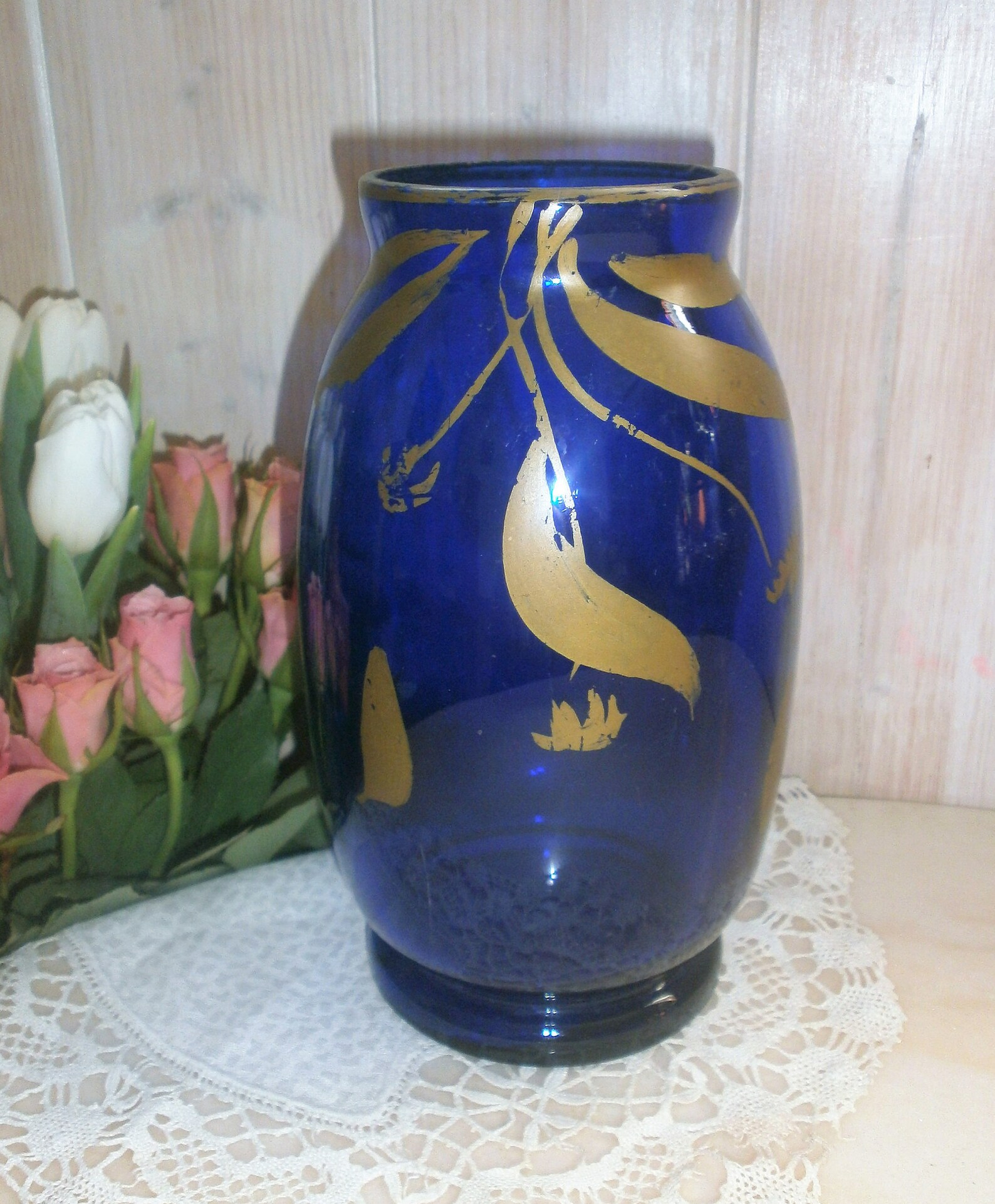 Français Cobalt Blue Vase With Bubble Flabbergasted Glass - Etsy