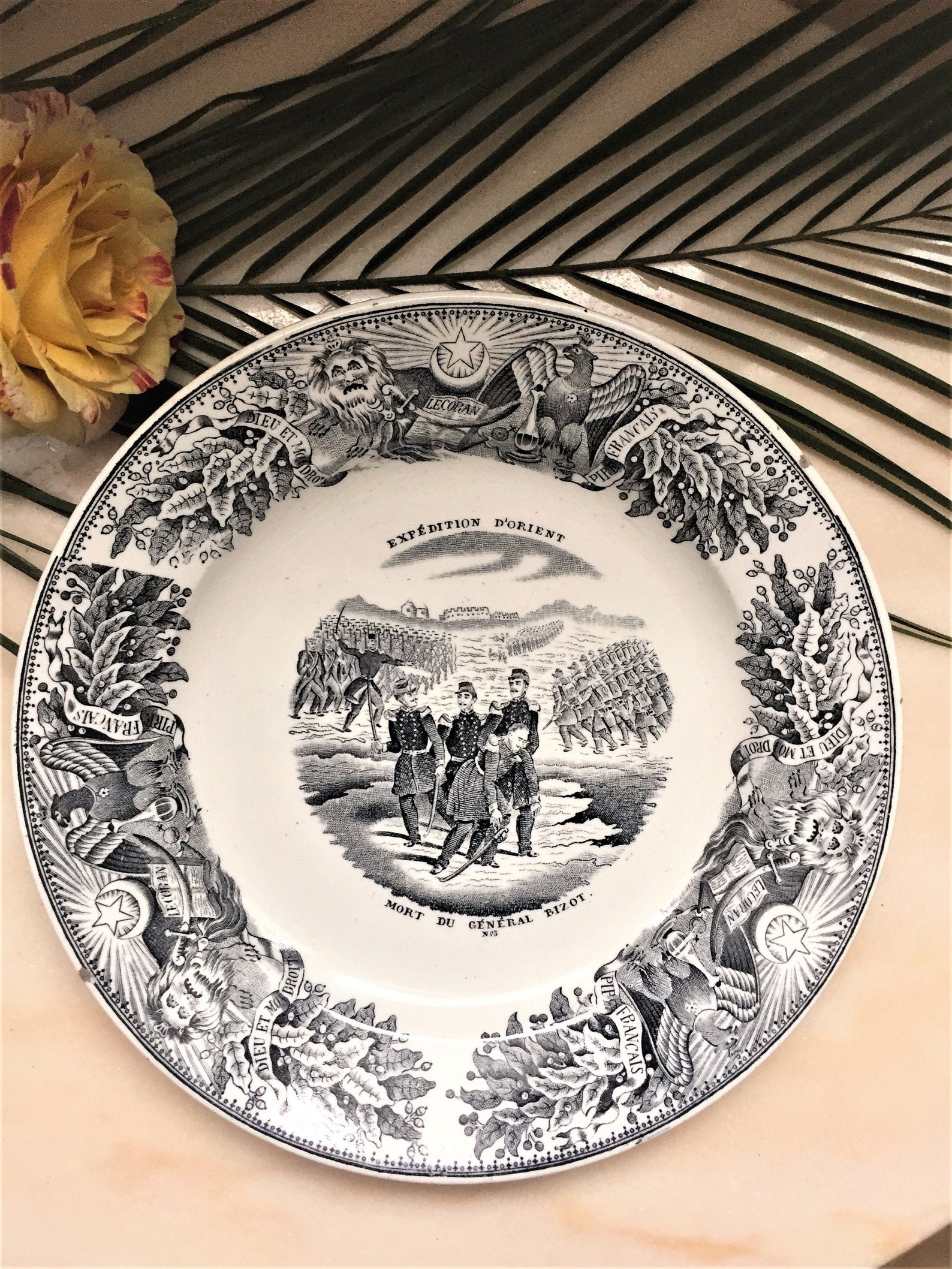 Antique Transferware Plate of Longwy France Xixth - Etsy